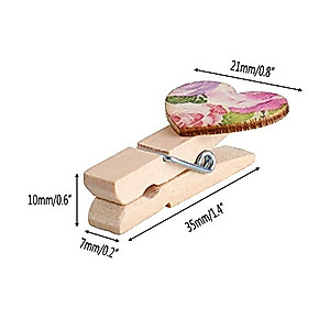 Z ZICOME 100 Pcs Mini Wooden Clothespins with Hearts for Hanging Photos Decorations for Valentine Engagement Wedding Bridal Shower Party