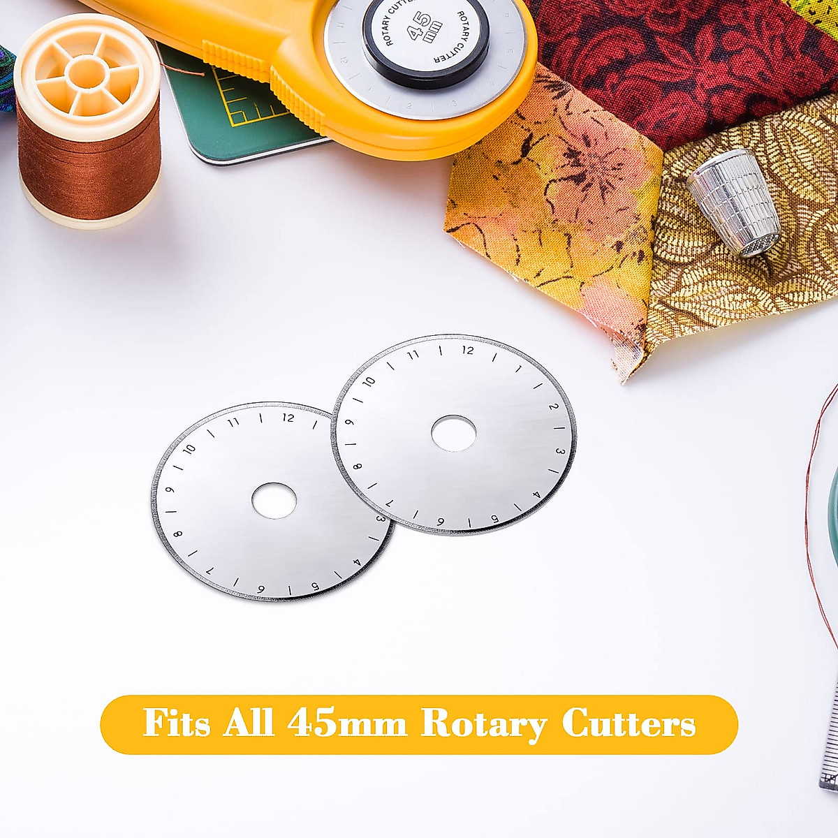 36 Pack 45mm Rotary Cutter Blades Fabric Cutter Replacement Blade Sewing Supplies Paper Cutter Blade Craft Cutting Tools with Plastic Storage Box for Quilting Scrapbooking Leather