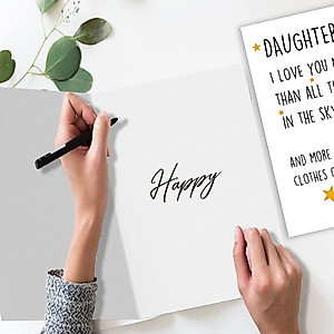Inspirational Daughter Birthday Card, Humorous Birthday Gifts for Daughter Adult, Motivational Daughter Birthday Card from Mom Dad, I Love You More Than The Stars In The Sky