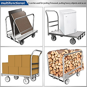 2IN1 Steel Panel Truck Cart,2500LBS 36" x 24" Heavy Duty Flatbed Cart,Platform Truck,Drywall Dolly Cart,Hand Truck Flat Cart with 6" Wheels,2MM Plate Lumber Push Cart with 1Front and 2 Side Handrails