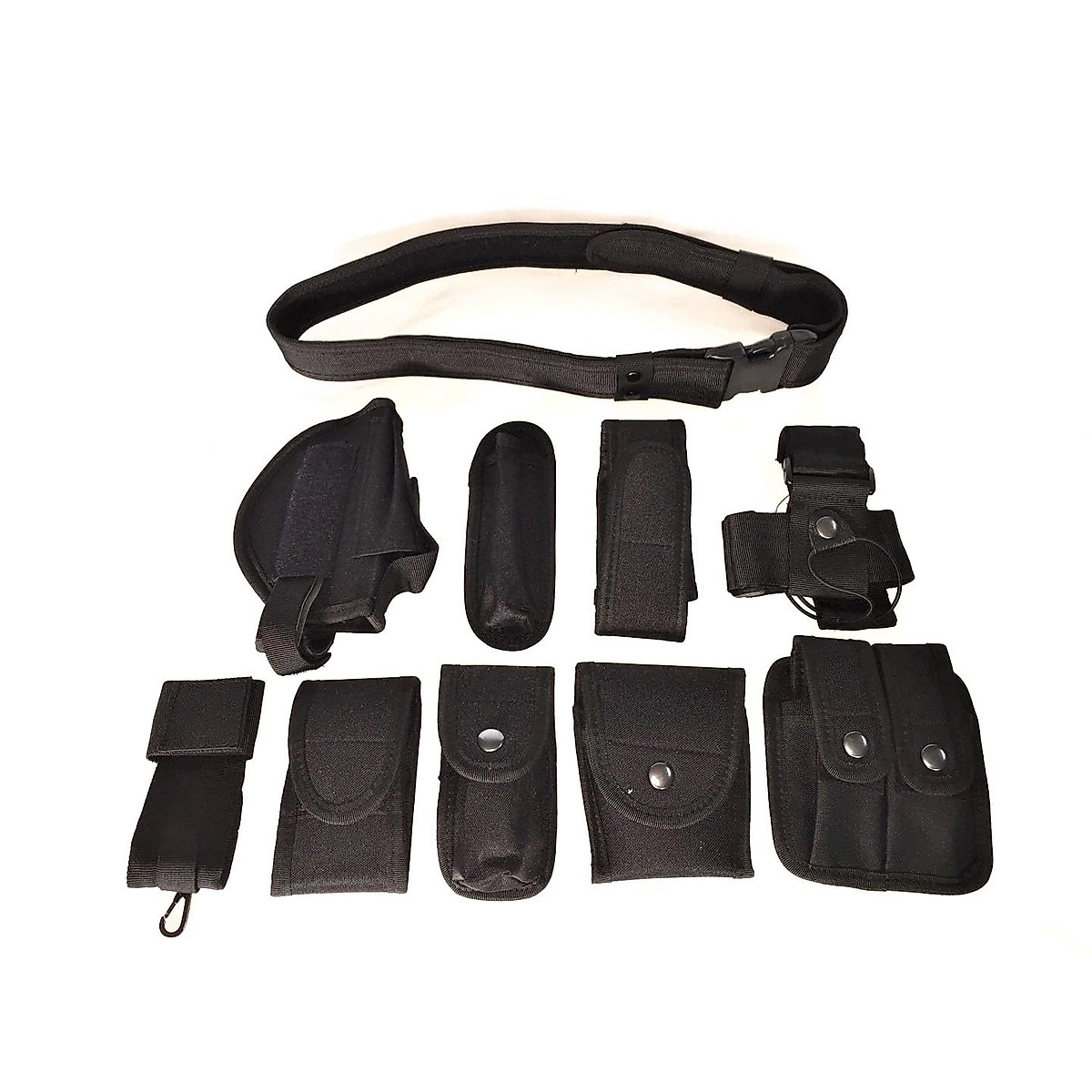 Bargain Crusader Duty Belt Military Tactical Modular Equipment Law Enforcement Police Security Guard Hunting Game Versatile Utility Adjustable Tool Belt (Adjustable 35"-45". 9 pouches, Black)