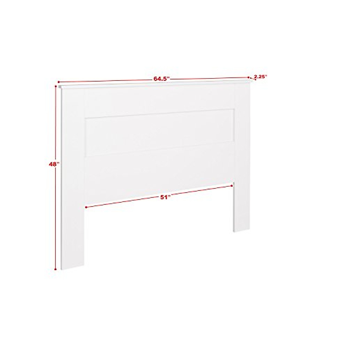 Prepac Stylish Flat Wood Panel Headboard for Queen Size Beds, Simplistic Wooden Queen Headboard 2.25" D x 64.5" W x 48" H, White, WHFQ-1301-1