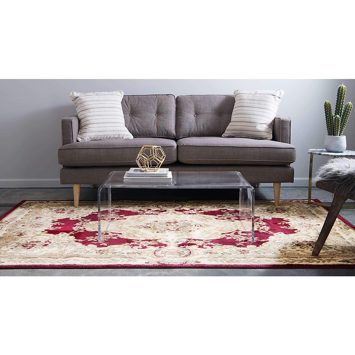 Unique Loom Versailles Collection Area Rug - Charles (5' 3" x 8' Rectangle Red/Cream)