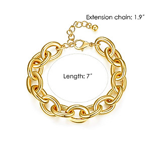 Lane Woods Gold Bracelets for Women 14k Gold Plated Chunky Thick Large Link Chain Bracelet