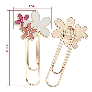 Cherry Blossom Paper Clip FMHXG 3PCS Cute Colorful Elegant Cherry Blossom Shape Design Bookmark for Students Marking Notebook, Books and Scrapbooks, Book Marks with Flower Design, Sakura Paperclip