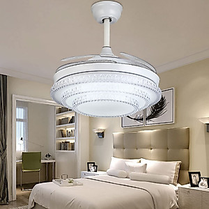 YUEGOO Ventiladores De Techo con Lámparas, Led De Ventilador De Techo De Atenuación De Tres Colores con Lámpara Colgante De Ventilador Silencioso De Control Remoto De Control Remoto Para la Sala De Es