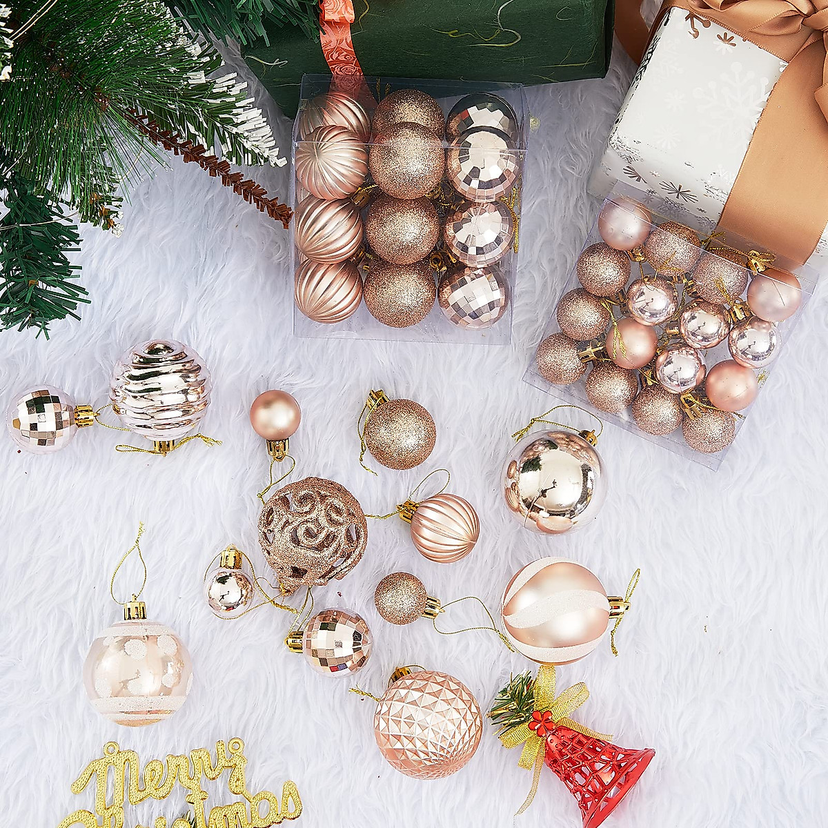 100PCS Shatterproof Christmas Tree Ball Ornaments, Assorted Baubles Set with Glitter - For Holiday Decor