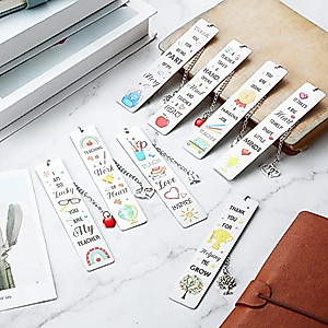 8 Pieces Teacher Appreciation Gifts Teacher Bookmark with Pendant Birthday Graduation Gift for Teachers Instructors Metal Vintage Bookmarks Teacher Gift from Students School Office Supplies