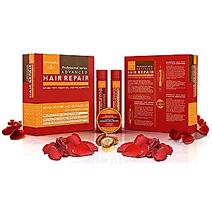 Advanced Hair Repair Shampoo, Conditioner and Deep Conditioner Mask System Set for Dry or Damaged Hair with Argan and Macadamia Oil by Arvazallia - Sulfate Free