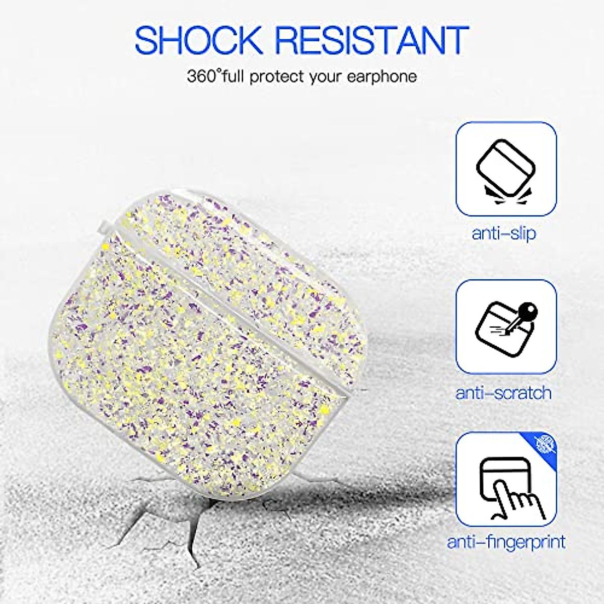 Case Cover Compatible with AirPods 3rd Generation 2021 Protective Case ARBLEL [epoxy Resin Glitter Shell Case] for Airpods 3 Women Girls Cute Twinkle Case,with Keychain (case Clear white-02)