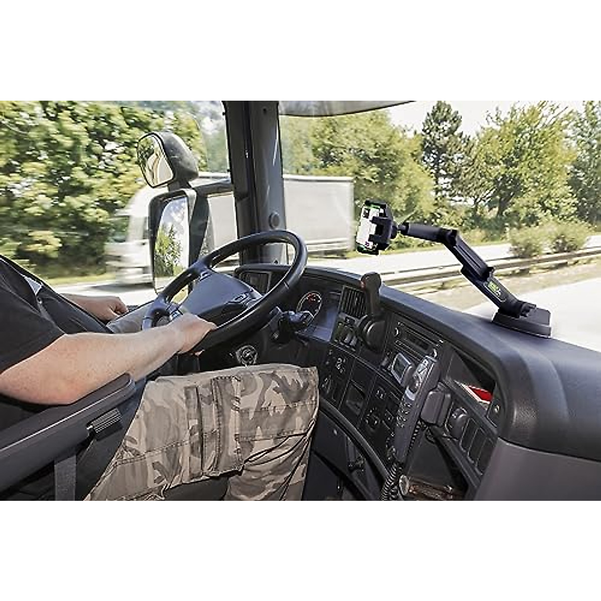 Truckules Truck Phone Holder Mount Heavy Duty Cell Phone Holder for Truck Dashboard Windshield 16.9 inch Long Arm, Super Suction Cup & Stable, Compatible with iPhone & Samsung, Green, Commercial Truck