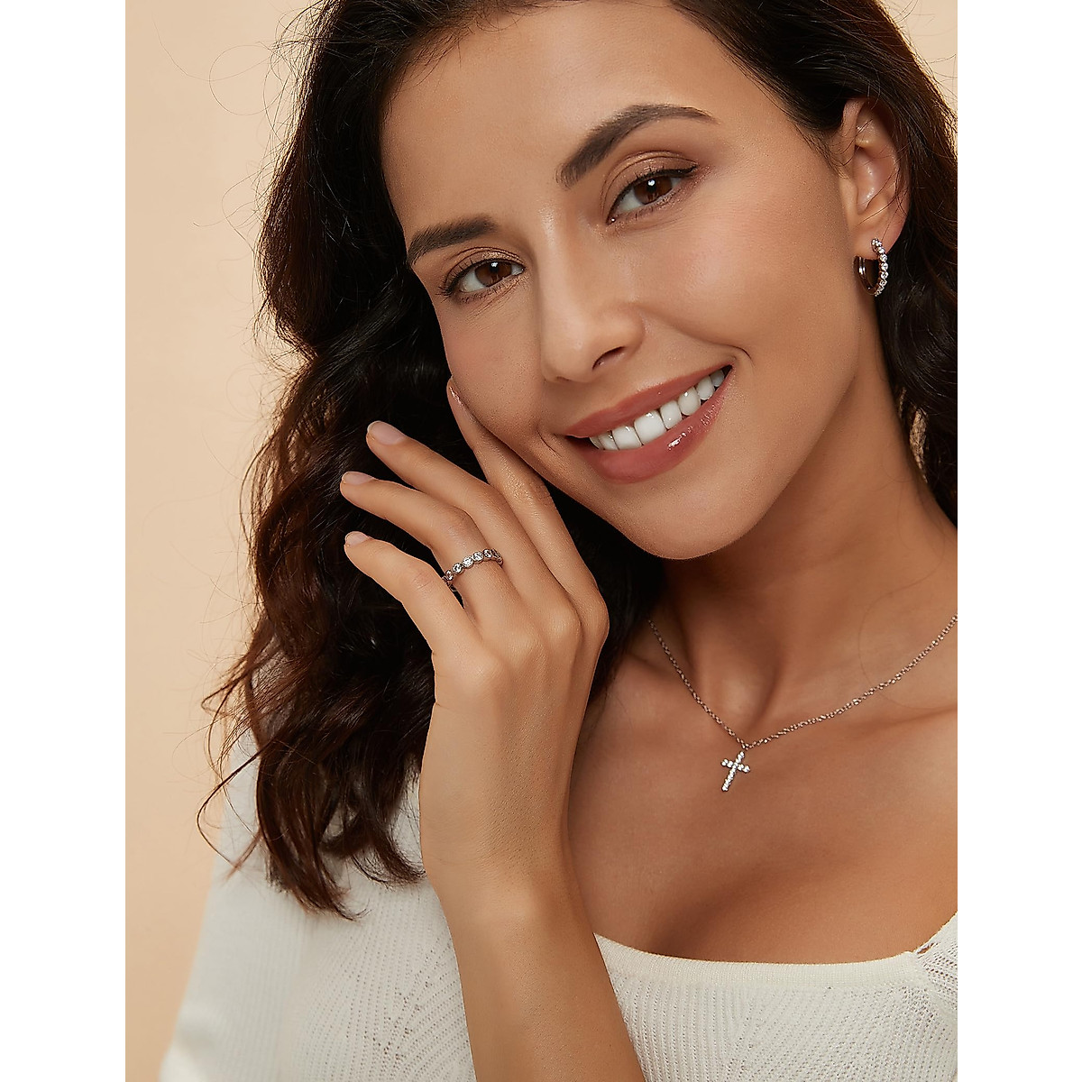 Mameloly 3.8mm Wedding Bands for Women Cubic Zirconia Full Eternity Stackable Engagement Promise Rings for Her Size 8.5