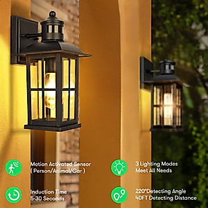 Motion Sensor Outdoor Light - Advanced Dusk to Dawn Exterior Lantern Fixtures Wall Sconce, Waterproof Porch Light Fixtures Wall Mount for Entryway Garage, Anti-Rust 100% Aluminum