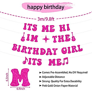 Holkcog Pink Its Me Hi Im The Birthday Girl Its Me Banner Music Star Party Decorations Singer Banner Fan Birthday Party Decoration Singer Cake Topper Pink Blue Balloons Honeycomb Centerpieces（31pcs）