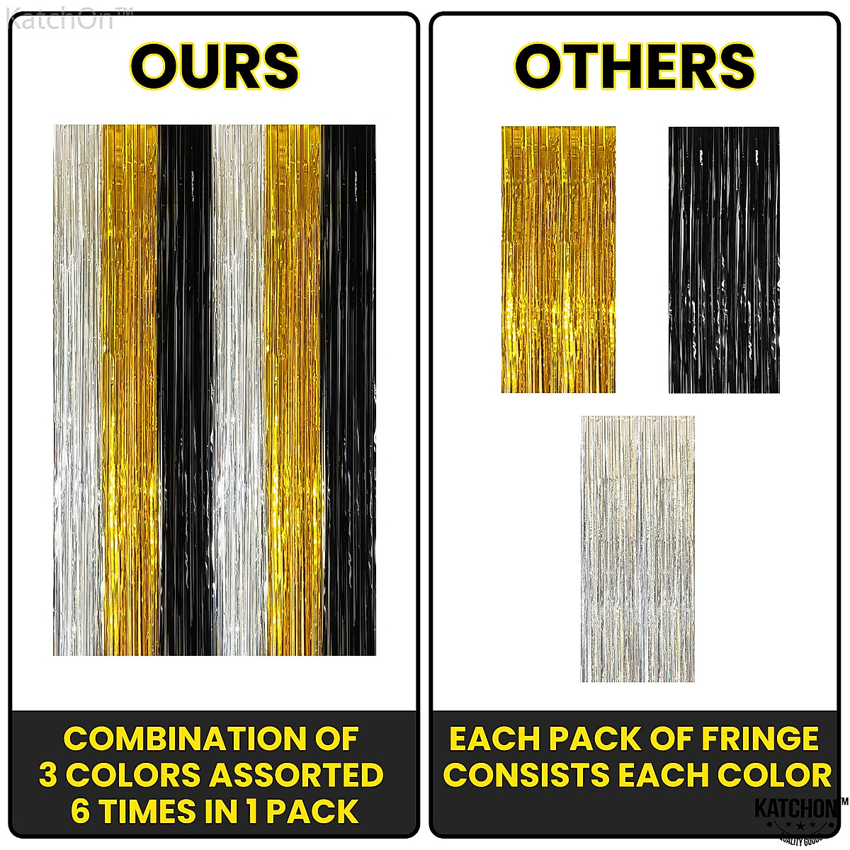 KatchOn, XtraLarge Silver Black and Gold Backdrop - 8x3.2 Feet, Pack of 2 | Black Gold and Silver Party Decorations |Graduation Decorations, The Notorious One Birthday Decorations for Boys