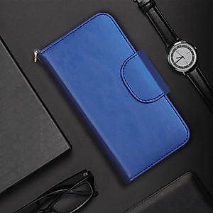 FYY Compatible with iPhone 12 Mini Case, [Kickstand Feature] Luxury PU Leather Wallet Case Flip Folio Cover with [Card Slots] and [Note Pockets] for iPhone 12 Mini 5G 5.4" Navy