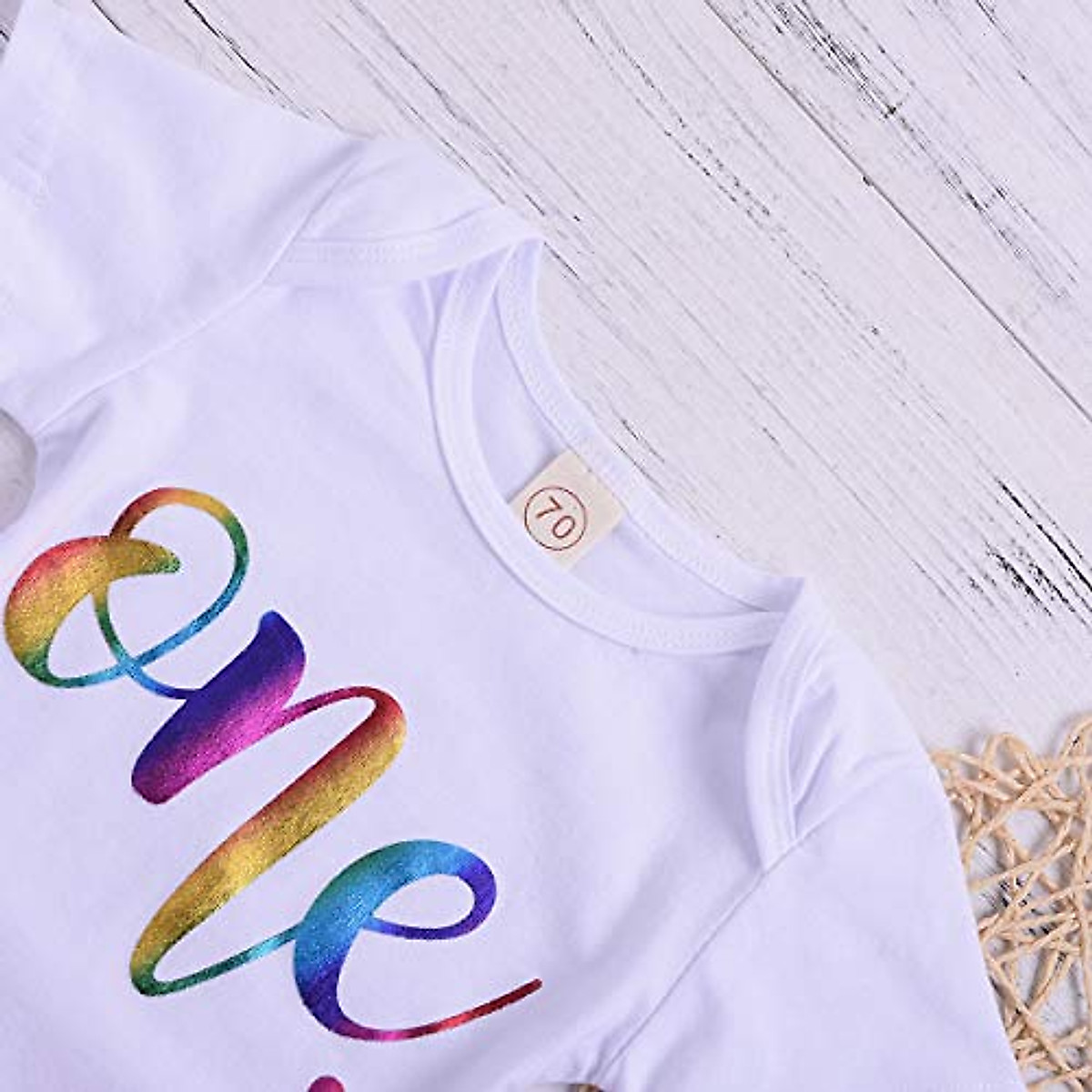 Baby Girls' 1st Birthday Tutu Dress Short Sleeve Colours One Romper Top Lace Skirt Clothes Outfit 2Pcs (Colours, 12-18 Months)