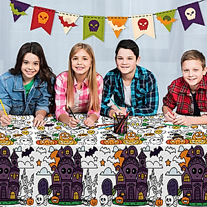 OHOME Halloween Paper Coloring Tablecloth - Halloween Party Decorations | Halloween Backdrop for Indoor | Halloween Games Gifts Decor Party Favors Supplies | Halloween Crafts for Kids,54" x 88"