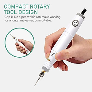 Rotary Tool Kit Pinkiou Mini Drill Variable Speed Rotary Carver with 106 PCS Accessories for Drilling, Carving, Engraving, Sanding, Polishing and Cutting (White)