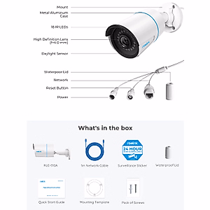 REOLINK Security IP Camera Outdoor, 5MP Home Surveillance Outdoor Indoor PoE Camera, Human/Vehicle Detection, 100Ft IR Night Vision, Work with Smart Home, Up to 256GB Micro SD Card, RLC-510A