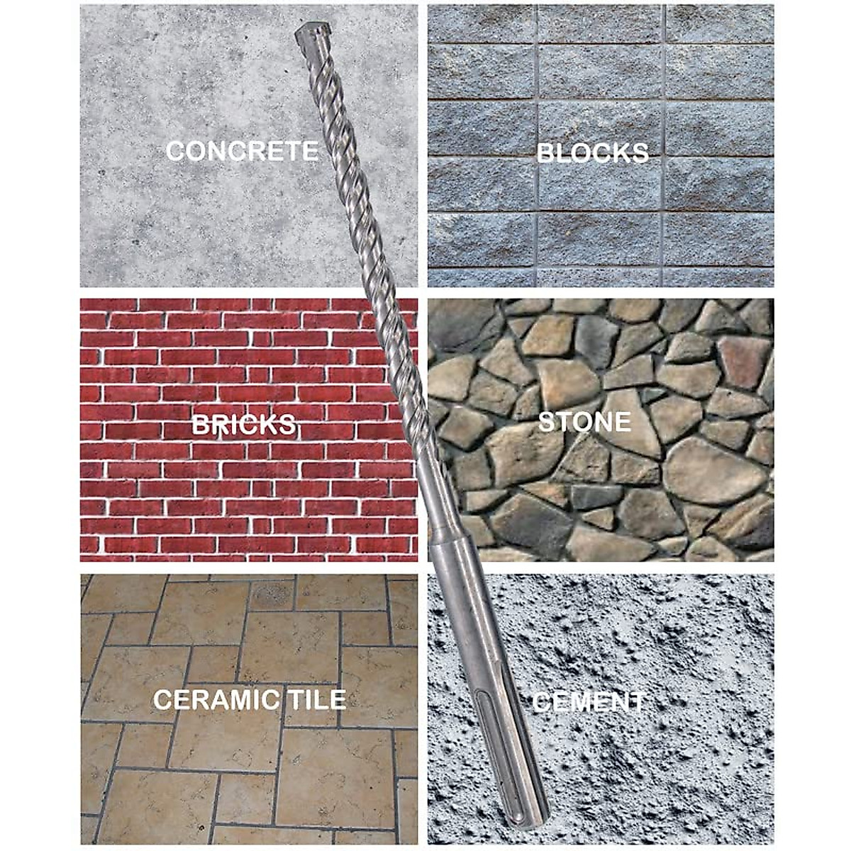 SDS Plus Hammer Drill Bit 10Pcs 5/32 in. x 6 in. Masonry Concrete Rock Drill Bit