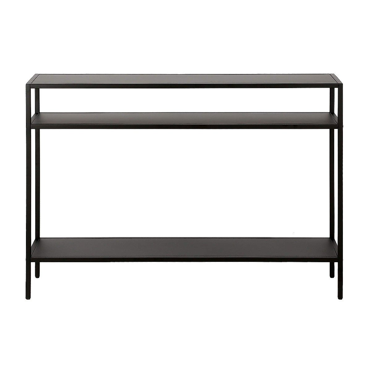 Henn&Hart 42" Wide Rectangular Console Table with Metal Shelves in Blackened Bronze, Entryway Table, Accent Table for Living Room, Hallway