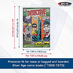 BCW Silver Age Comic Book Top loaders (Pack of 10) | Crystal Clear PVC, Migration-Free | Protects Comic Books, Photos, Prints | Rigid Top-Loading Design | Double Pack Convenience | Hard Comic Case