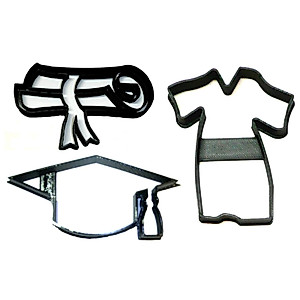 GRADUATION KIT DIPLOMA CAP TASSEL GOWN ROBE GRAD ALUMNI SET OF 3 COOKIE CUTTERS USA MADE PR1230