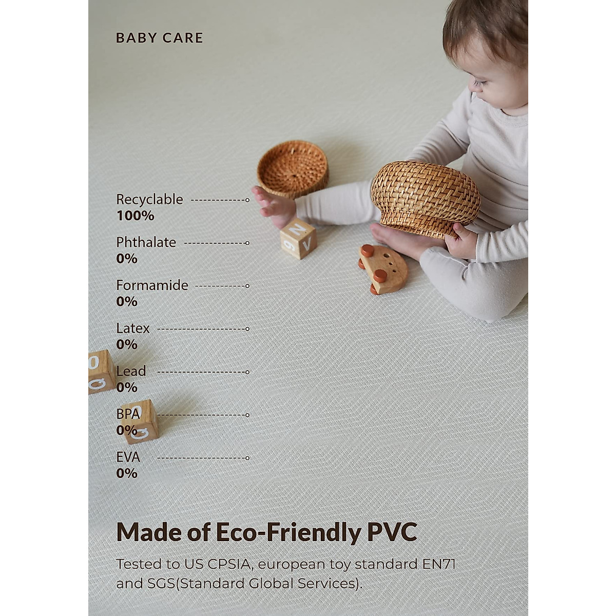 Baby Care Play Mat (Medium, Hygge - Aztec & Arbor) 73" x 49" Original One-Piece Reversible Rollable Waterproof Play Mat for Infants, Babies, Toddler, and Kids