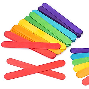 60 Pieces Jumbo Colored Popsicle Sticks, 8 Inch Natural Colored Wooden Craft Sticks, Multi-Purpose Rainbow Ice Cream Sticks for DIY Classroom Crafts, Home Art Projects and Plant Labels