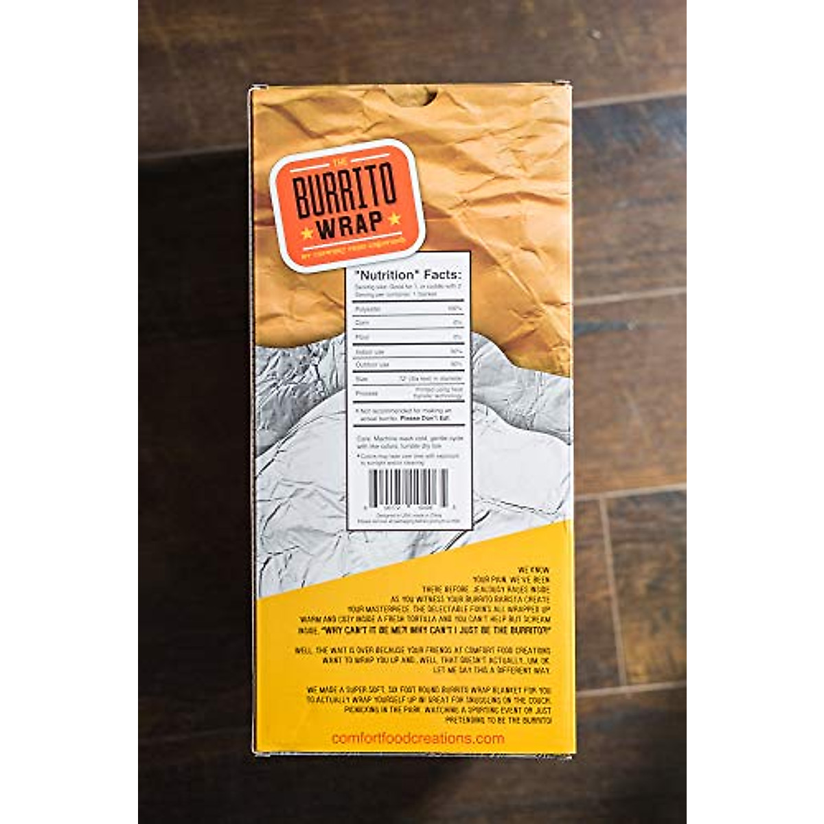 Burrito Wrap Novelty Blanket - Perfectly Round Tortilla Throw (6' Diameter)