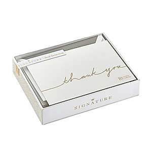 Hallmark Signature Gold Thank You Cards, Gold Script (10 Cards with Envelopes)