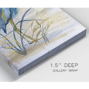 Renditions Gallery Animals Wall Art Abstract Paintings for Decor Rustic Yellow Blue Heron Bird Canvas Artwork Prints for Bedroom Living Room Office Walls - 18"X27" LT15