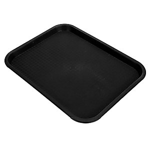 Food Service Tray, Professional Slip Resistant Fast Food Tray Safe Mellow Multi Purpose for Restaurant Canteen(Black)