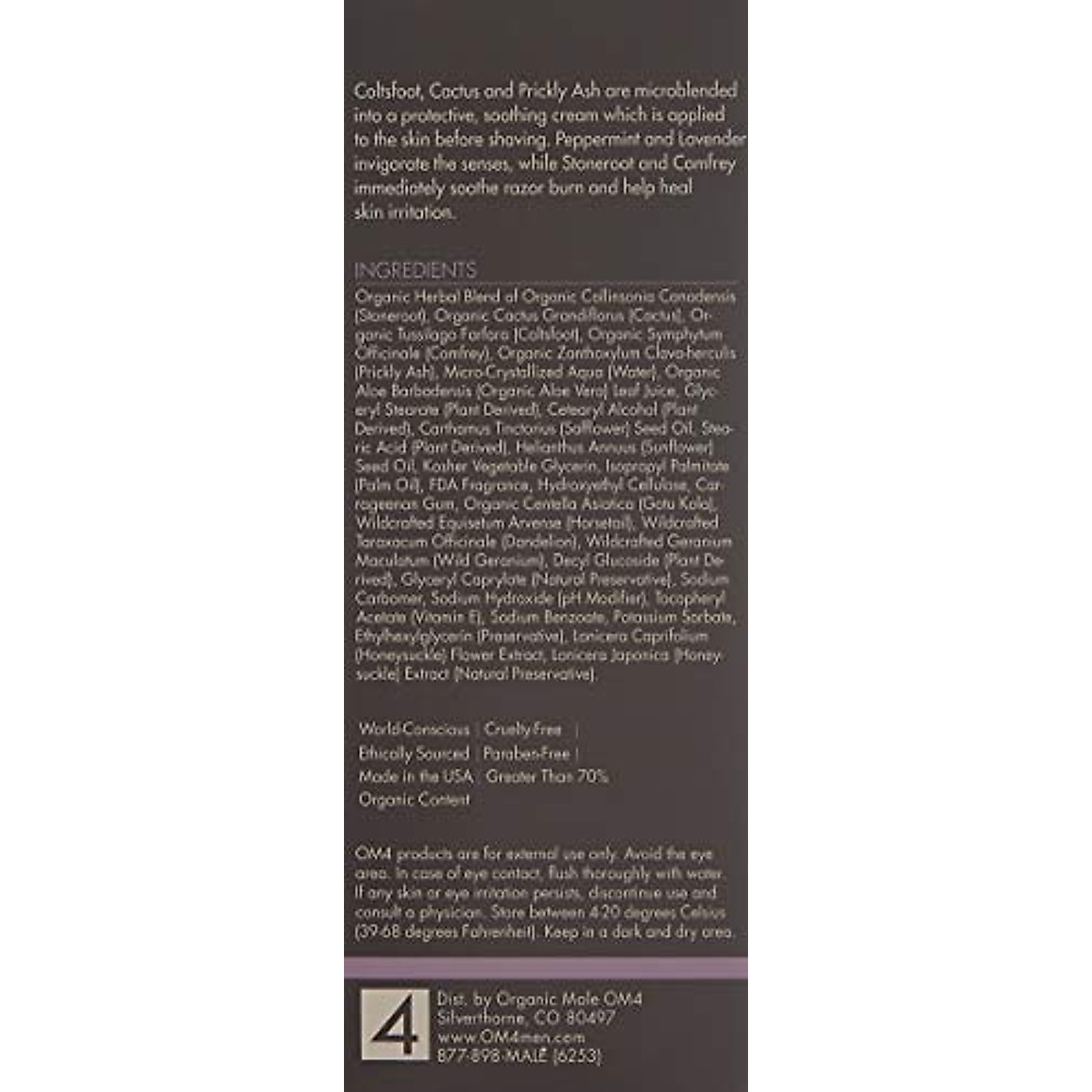 Organic Male OM4 Shave: Soothing Herbal Shaving Emulsion - Mens Grooming Preshave Oil, Shave Cream, Hydrating Mask all-in-one