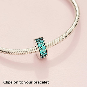 PANDORA Shining Elegance Clip Charm, Sterling Silver, Teal Cubic Zirconia, One Size