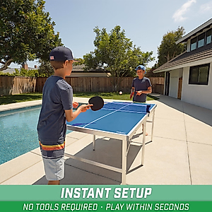 GoSports 6 ft x 3 ft Mid-size Table Tennis Game Set - Indoor / Outdoor Portable Table Tennis Game with Net, 2 Table Tennis Paddles and 4 Balls