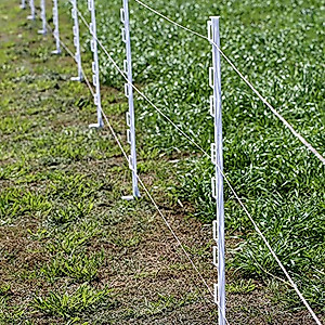 FENCE SHOCK 48Inch Step-in Fence Post-Electric Fence System Post for Garden and Farm（25 Pack）,White