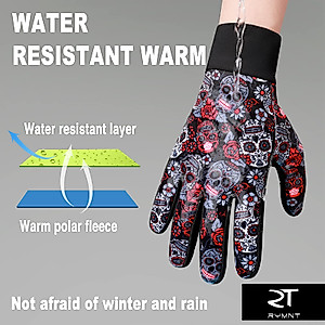 RYMNT Winter Gloves with Touch screen, Lightweight Texting Thermal Gloves with Anti-Slip, Water Resistant for Workout, Hiking, Running, Cycling, Driving, Outdoor Camping and Daily Working.Skull-Medium