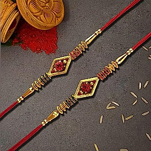 Set of 2 Rakhi for Brother Bhaiya Bhabhi Gift Rakhi for Family Raksha Bandhan Festival Rakhi for Bhaiya and Bhabhi Wrist Bands for Loving Sibling Brother Sister Father Friends