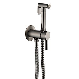 ZLOCYIVHE Handheld Bidet Sprayer for Toilet, Easy Install Baby Cloth Diaper Sprayer Kit Single Handle Bathroom Toilet Bidet Attachment Set for Bathing Pets Feminine Hygiene,Brushed Gold(Gun Grey)