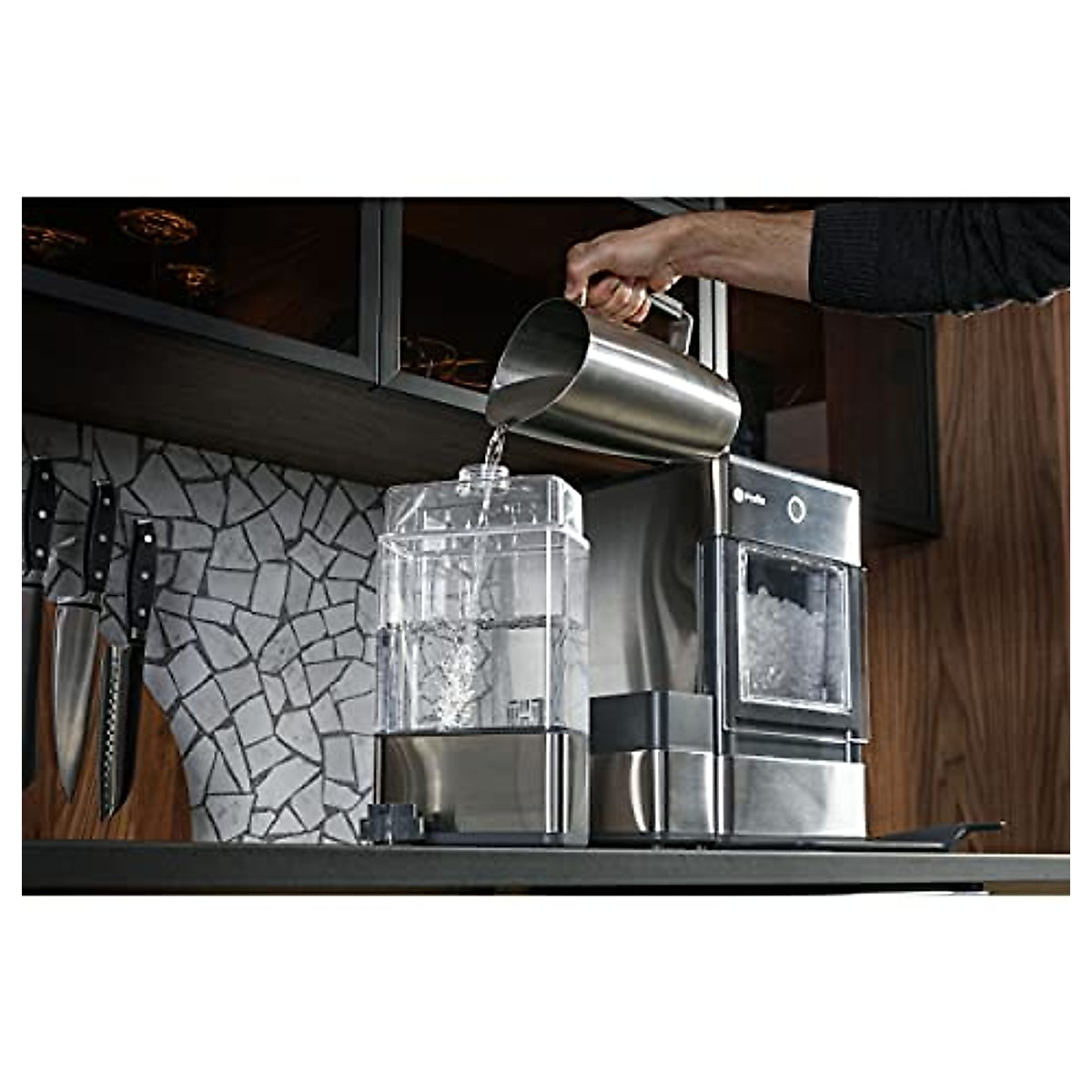 GE Profile Opal | Side Tank Accessory for Opal Nugget Ice Maker | Easy Magnetic Attachment to Opal Ice Machine |1-Gallon Tank |Allows for 3x More Ice Before Refill | Pack of 1 |17.2"D x 7.5"W x 3.75"H