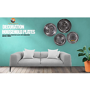 United States Marines Corps (USMC) Licensed Collectable Pewter Plate with Brushed Nickel finish with USMC logo imprinted Decorative with Display Stand Decoration Household Plates| 5.5 x 5.5 x 0.25"