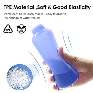RUFCRIL Peri Bottle, Portable Travel Bidet with Bag, TPE Material Can Be Boiled, 17oz/500ml with 2 Sealing Rings,Essentials for Postpartum Perineal Care,Hemorrhoid Treatment,and Baby(Blue)