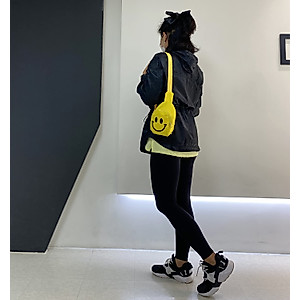 HOLAWIT Happy Face Fun Design Phone Holder Cute Sling Bag Positive Smile Crossbody Backpack for Kids Hiking Daypack Multipurpose Cross Body Chest Bag - Black