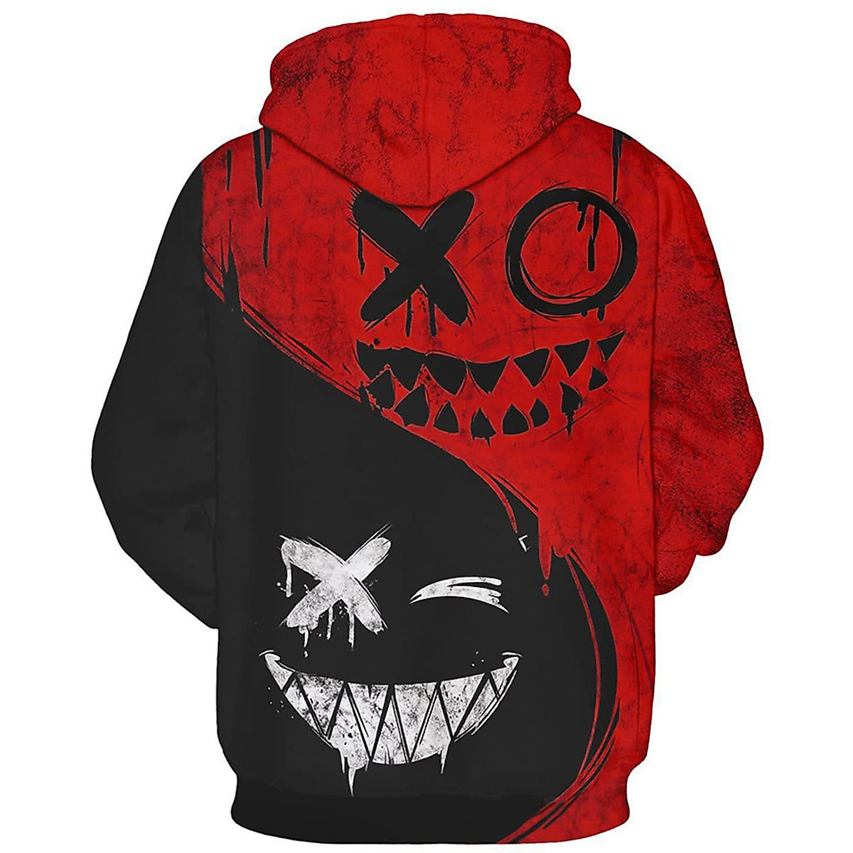 Basoteeuo Mens Hoodies Pullover Graphic Design 3D Cool Novelty Long Sleeves Hooded Sweatshirts with Pockets S Red Black