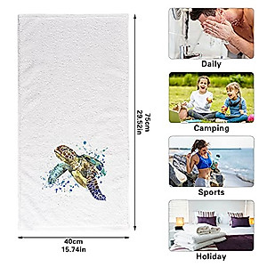 ALAZA Watercolor Sea Turtle Hand Towels Bathroom Towel Highly Absorbent Soft Small Bath Towel Decorative Guest Breathable Fingertip Towel for Face Gym Spa 30 X 15 Inch