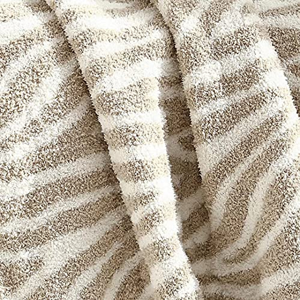 Luxury Sage Green Throw Blanket Knitted Ultra Soft Stripes Beige Blanket Zebra Pattern Air Feel Cozy Warm for Bed Sofa Couch in All Seasons