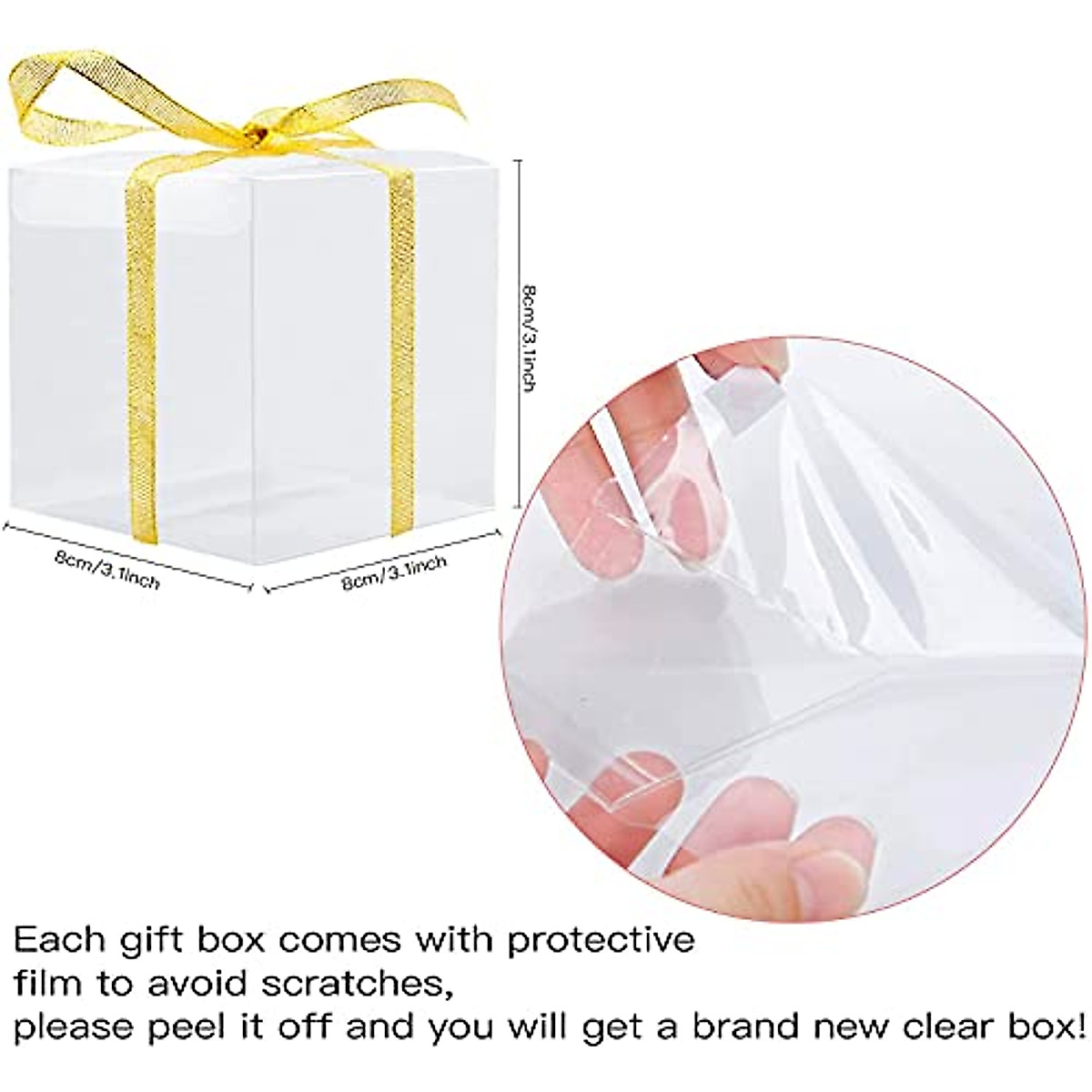 Coobbar Clear Candy Gift Box,12 Pack Clear PVC Plastic Boxes Gift Boxes for Party Favors, Wedding, Birthday Presents, Candy, Cupcakes, Jewelry,Christmas Gift Packing (6 x 6 x 6 Inches)