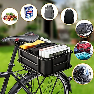Dirza Bike Basket Rear with Liner,Cargo Net Large Rear Bike Basket,Heavy Duty Bicycle Rear Basket for Electric Bike, Ebike,Great for Bike Trip,Carrying Grocery,Ball,Dog